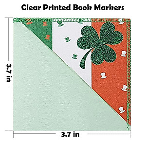 Moosth St Patrick Day Gifts PU Leather Corner Bookmark for Book Lovers 3Pcs Personalized Bloomy Line Bookmarks Funny Office Gifts for Kids Women and Men (St Patrick Day)