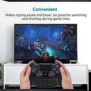JIMAT Wireless Keypad Compatible for PS4 Keyboard PlayStation Slim Pro Controller ChatPad Input Text Search Chat | Built-in Speaker 3.5mm Jack