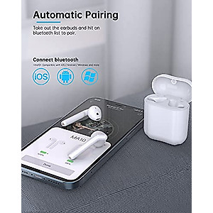 GPED Wireless Earbuds, Bluetooth 5.0 Earbuds Noise Cancelling Wireless Headphones 35H Cycle Playtime Hi-Fi APT-X CVC8.0 Sweatproof Earphones with mic, in-Ear Headset for iPhone Android (White)