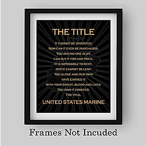 "The Title - United States Marine"- Patriotic US Marine Corps Wall Art Decor -8 x 10" Military Print -Ready To Frame. Home-Office-School Decor. Perfect Gift for Marines & Veterans. Semper Fi - Oorah!