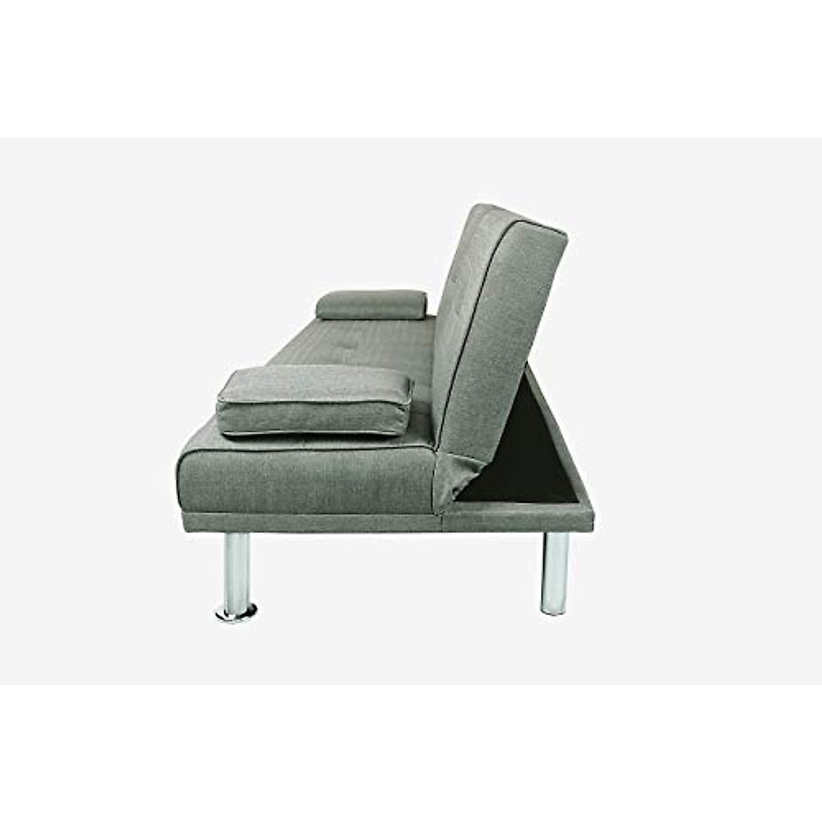 FANYE Modern Cozy Futon Sofabed Soft Upholstery Loveseat, Light Grey