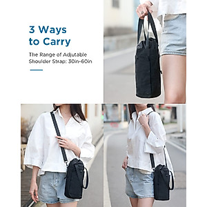 EasyAcc Water Bottle Holder Bag Strap Carrier,for 12/25/32/40 oz Universal Water Bottles[With Handle/Crossbody/Front Pockets] Water Bottle Accessories for Walking Hiking Camping Travel