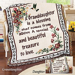 Collections Etc Floral Treasure Blessings Throw Blanket, Granddaughter