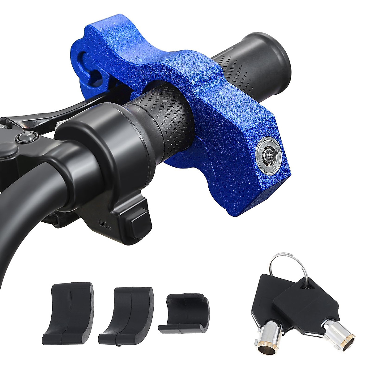 Windance Motorcycle Anti Theft Lock,Heavy Duty Front Brake Lock,Throttle Grip Clutch Brake Lever Handlebar Protection (Blue, L)
