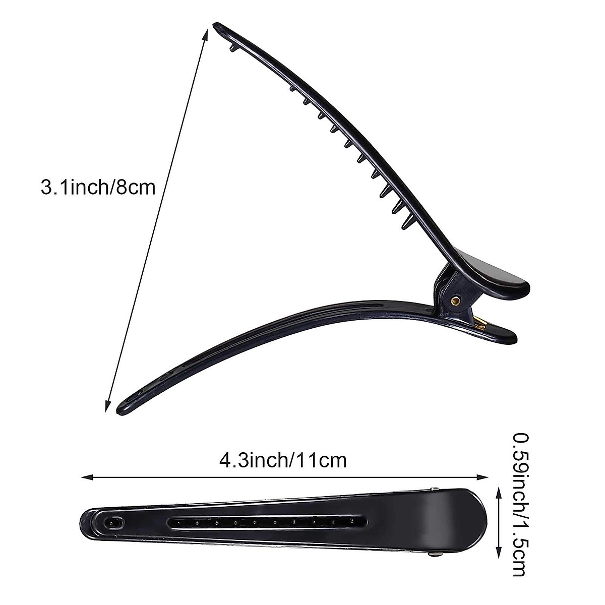 16 Pieces Parting Comb Sectioning Clips Set, Carbon Stainless Rat Tail Combs Pintail Comb and Duckbill Hairpin Barber Teasing Parting Styling Combs for Hair Styling Hairdressing (Black)