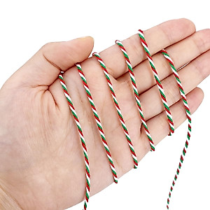 Cotton Twine Green Red and White Baker String 2mm Thick 328 Feet Christmas Twine for Gift Wrapping DIY Crafts Home Decoration Gardening
