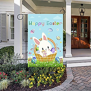 WEBSUN Happy Easter Day Garden Flag Double Sided 12 x 18 Inch, Polyester Easter Garden Flag for Outdoor Yard & Home Decorations