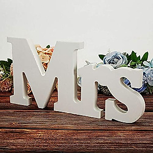 Tebery Large Mr & Mrs White Wooden Letters Sign, Rustic Wedding Stand Signs for Wedding Table,Photo Props,Party Table