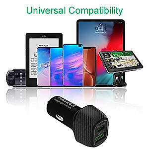 Car Charger, Arteck 40W/8A PD USB-C/Quick Charge 3.0 USB Port Adapter with 2 USB Port, Compatible iPhone 14 14 Pro 13 13 Pro Max 13 Mini 12 11 SE Xs Xr X, iPad, Samsung Galaxy Note Other Smartphone