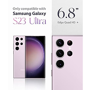 GUOVLIN for Samsung Galaxy S23 Ultra Case 6.8", [Camera Lens Protector] Flower Shockproof Hard Back & Soft Edge Clear Floral Women Protective Slim Bumper Phone Cover, 2023 (Alluring Purple)