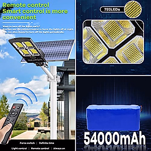 HYPERAZA 1000W Solar Street Lights Dusk to Dawn Solar Light 80000LM High Brightness Remote Controlled Solar Street Light Outdoor with Motion Sensor IP66 Waterproof fit for Yard, Garden, Parking Lot