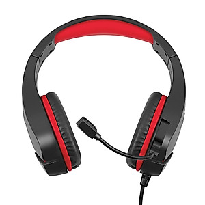 ionX Professional Wired Gaming Headset Compatible with Windows, macOS, PlayStation 5, Xbox Series S, X, Nintendo Switch, Android, and iOS, with Adjustable Boom Microphone and LED Lighting (Red)