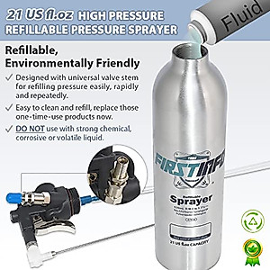 FIRSTINFO A1638 Patented Max. Pressure 140psi / 620ml Thickened Aluminum Canister Refillable High Pressure Aerosol Spray Can/Pneumatic Compressed Air Sprayer