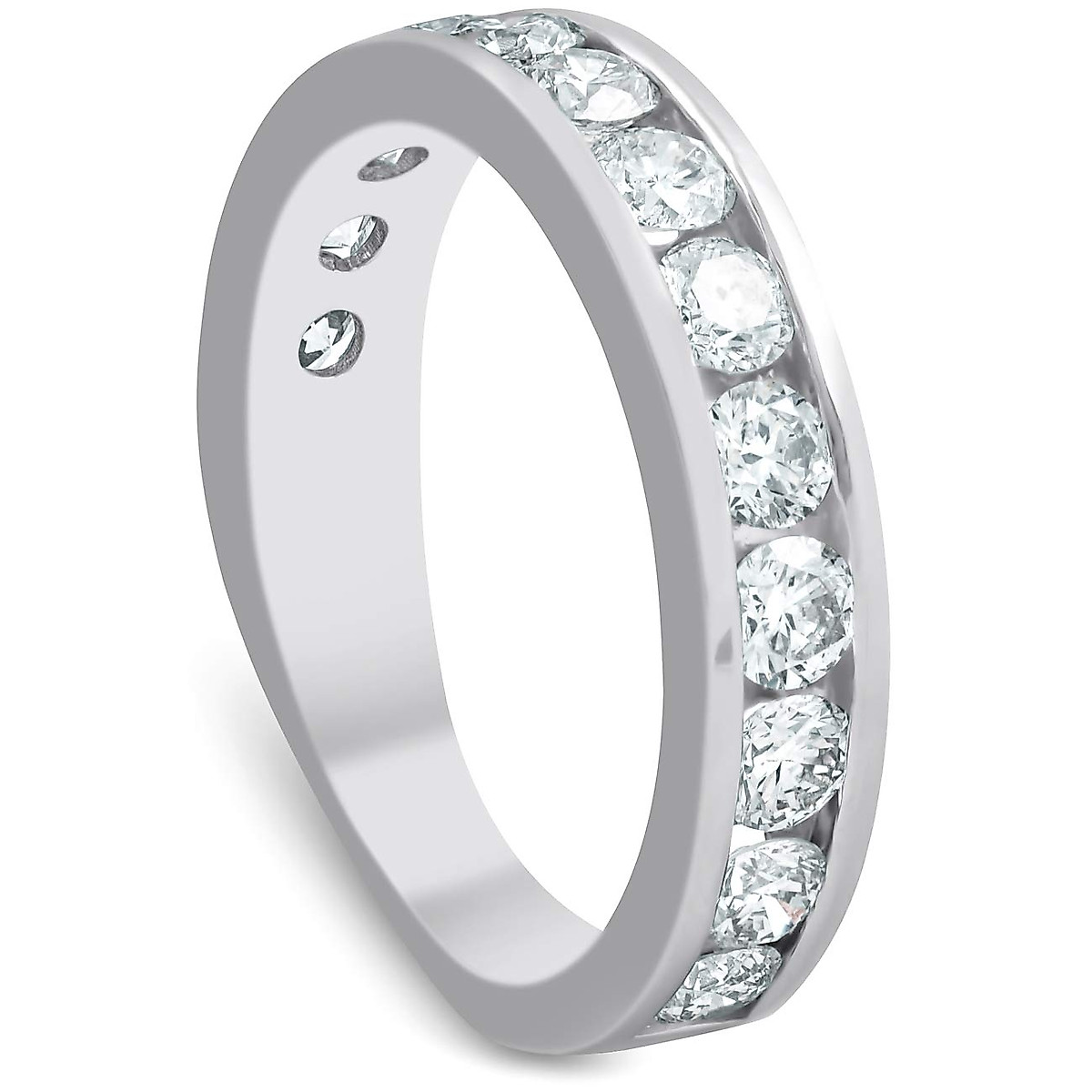 1 1/2 Ct Diamond Wedding Ring Channel Set Half Eternity Womens Band White Gold - Size 7