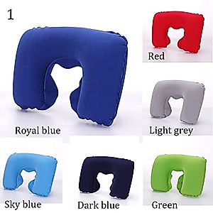 okdeals Inflatable U Shape Neck New Airplane Driving Nap Support Head Rest Travel Pillow Multicolor Portable Office Air Cushion(1,Wine red)