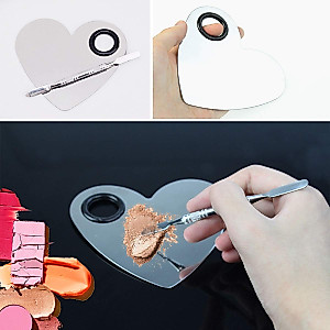 obmwang Stainless Steel Heart Shaped Makeup Palette Spatula - Makeup Artist Makeup Enthusiast Tools for Blending Cosmetic Foundation Shades