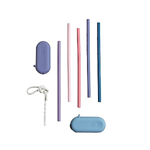 GIR: Get It Right Reusable Silicone Straws with Travel Case and Clean Wand, Eco-Friendly Drinking Straws for Hot and Cold Beverages, 5-Pack (Dusk)