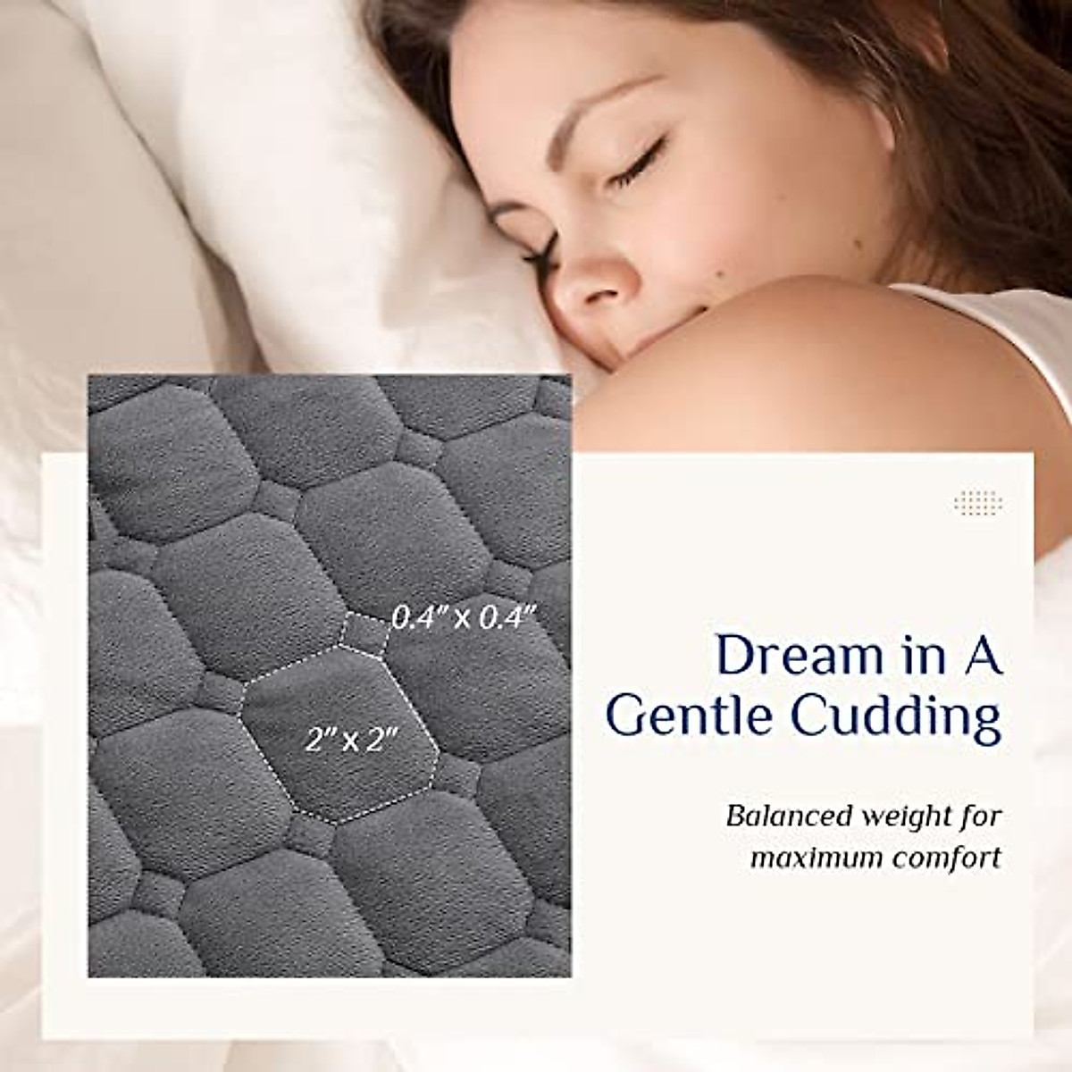 Argstar Cooling Bamboo&Cozy Fleece Weighted Blanket for Adult 15 Lbs on Twin/Full Bed, Small Compartments, Diamond Grid Pattern, Reversible Heavy Blankets with Premium Glass Beads, 48"x72", Dark Grey.