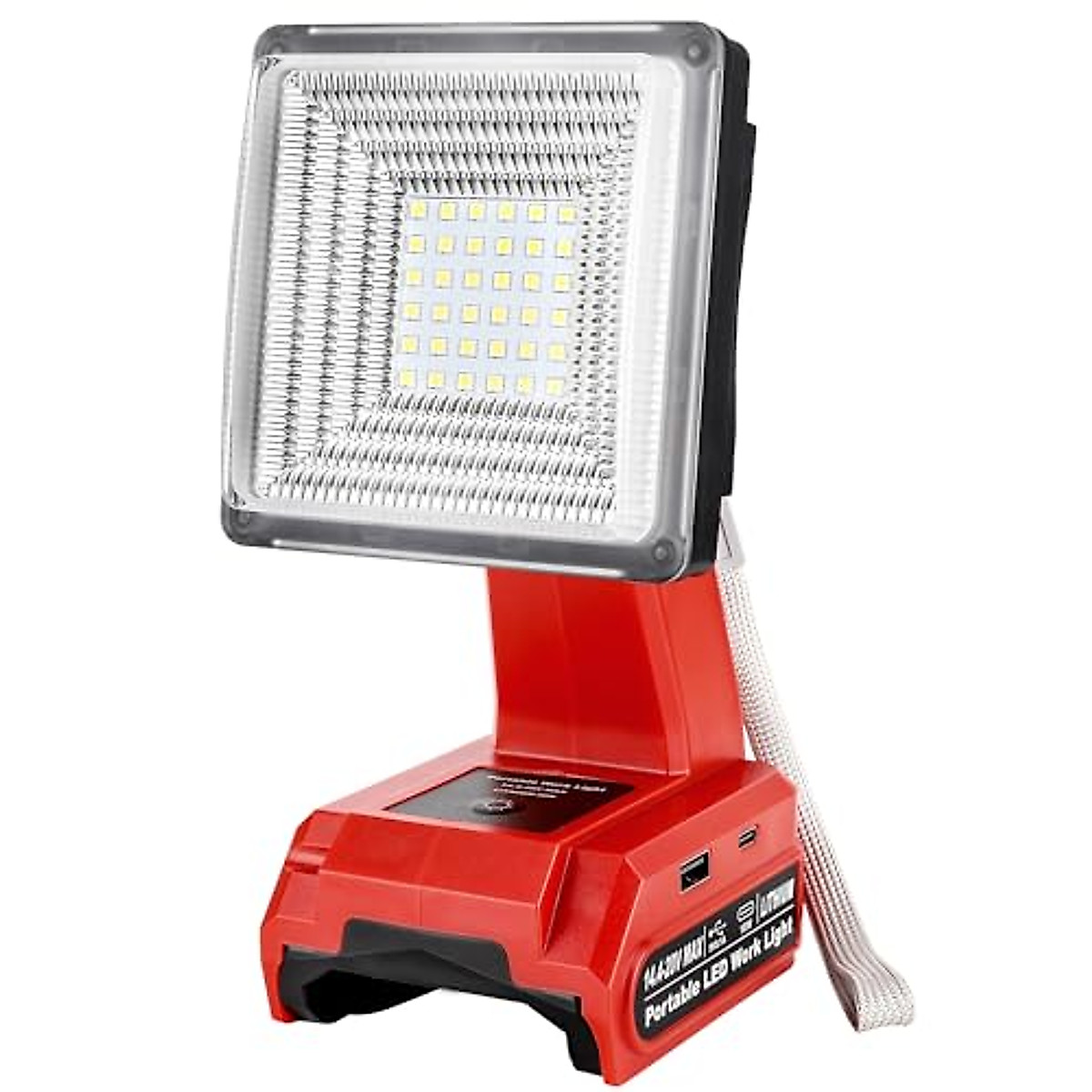 Adisipsoarin Cordless LED Work Light for Craftsman V20 Battery, 25W LED Floodlight with USB-A&USB-C 2.1A Fast Charging Ports for Jobsite, Car Repairing, Camping, Emergency