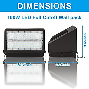 OSTEK 100 Watt LED Wall Pack Light with Full Cut-Off 14000LM 5000K - Replaces 400 watt Metal halide/HPS, Outdoor Area Full Cutoff Wall Pack led Light Fixture IP65, UL, DLC