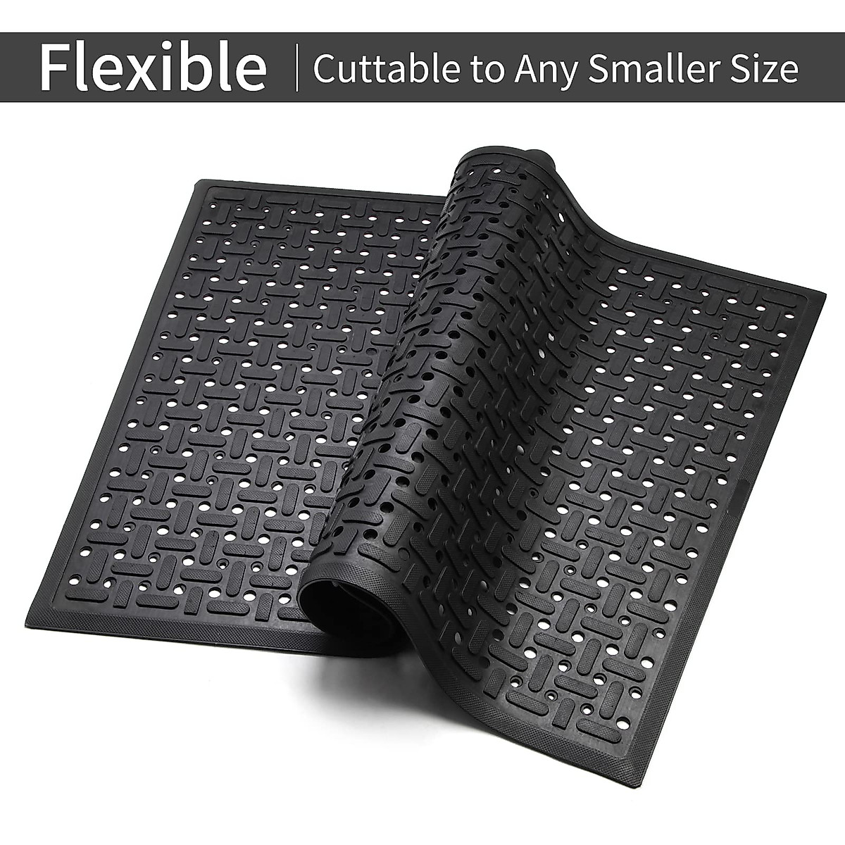 smabee Rubber Non-Slip Waterproof Floor Mat Heavy Duty Anti-Fatigue Mats 33"x57" for Wet or Snow Deck, Restaurant Bar Kitchen Yard Boat