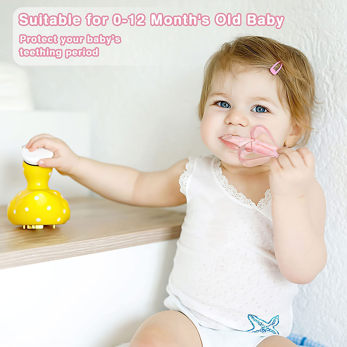 SILIVO Silicone Banana Teethers for Babies, Silicone Infant Training Finger Toothbrushes with Storage Case