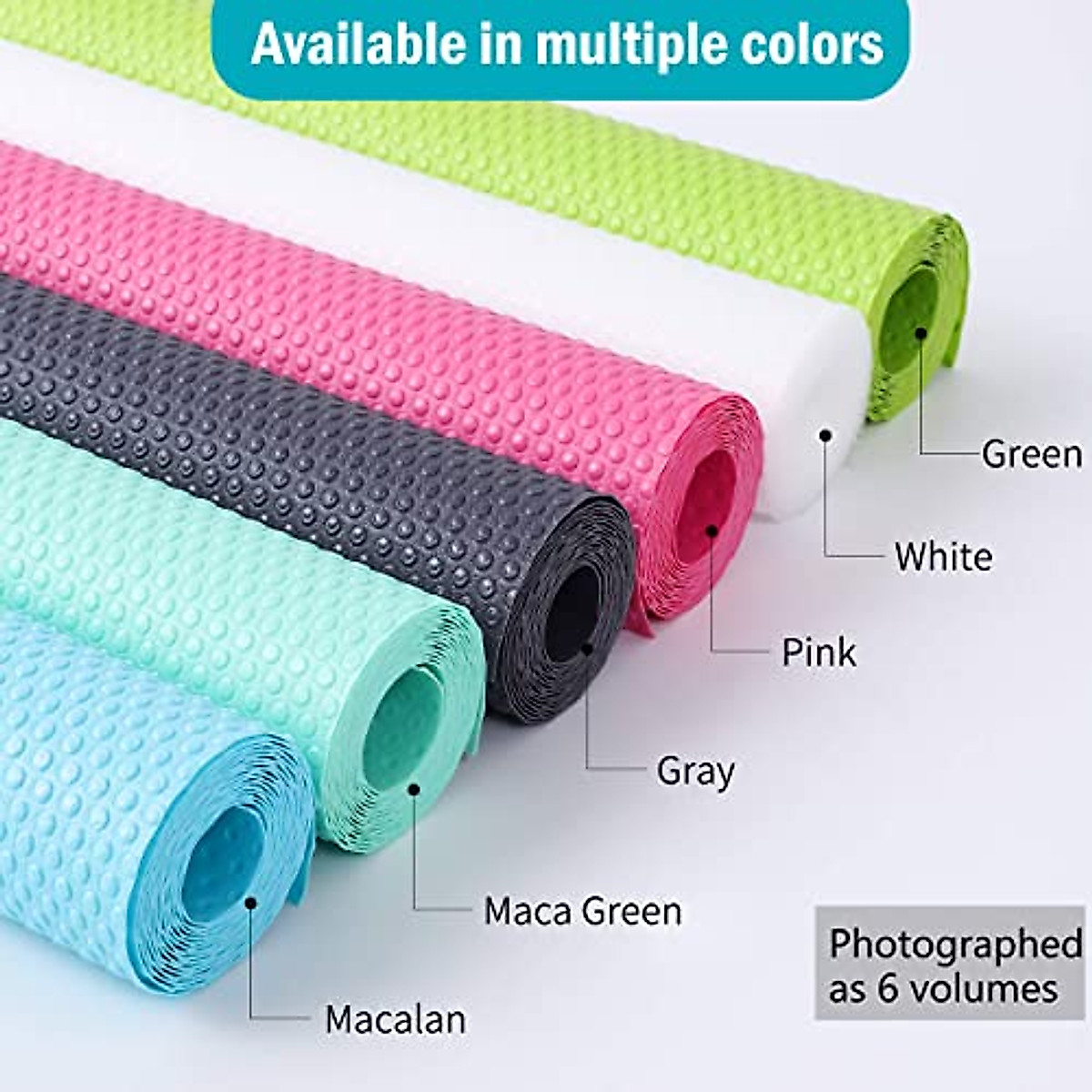 Wkae 6 rolls EVA Refrigerator Mats ，Washable Fridge Shelf Liners ，Non-Slip Can be Cut Drawers Table Kitchen Cupboard PlasticTable Placemats Non-Adhesive，59inch×17inch