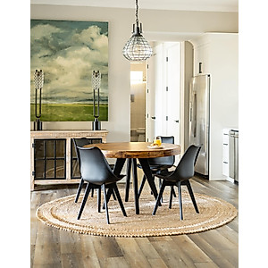 Unique Loom Braided Jute Collection Classic Quality Made Natural Hand Woven With Circle Swirl Details Area Rug, 4' 0 x 4' 0 Round