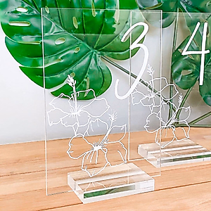 JINMURY 3" Clear Acrylic Sign Holder Stand-10 Pack Acrylic Stands for Acrylic Wedding Table Number Signs, Acrylic Card Holder, Clear Base for 5x7 Inch Acrylic Sheet Acrylic Table Signs