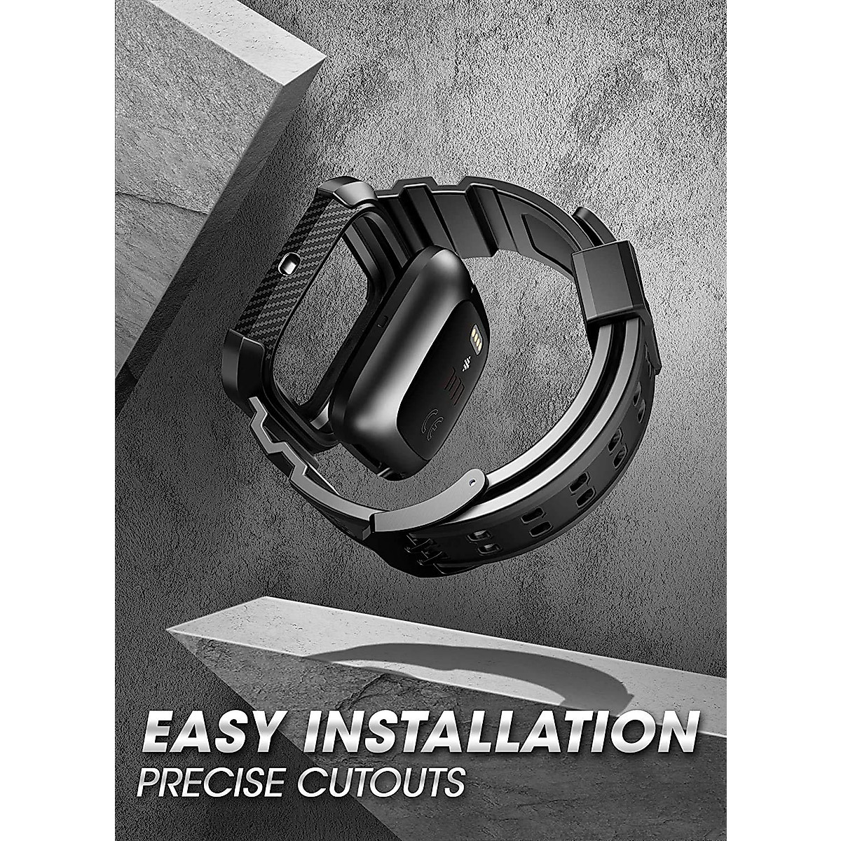 SUPCASE Unicorn Beetle Pro Watch Bands for Fitbit Versa 2, Protective Replacement Wristband Case Band for Fitbit Versa 2 (Black)