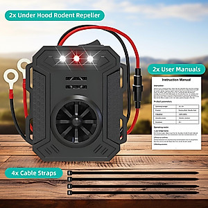 2024 Upgraded Car Mouse Repellent Under Hood Mouse Repellent for Cars with Ultrasonic Strobe Light to Scare Away Rodent Squirrel Repellent for CarEngine Truck RV Warehouse Vehicle Protection(2 Pack)