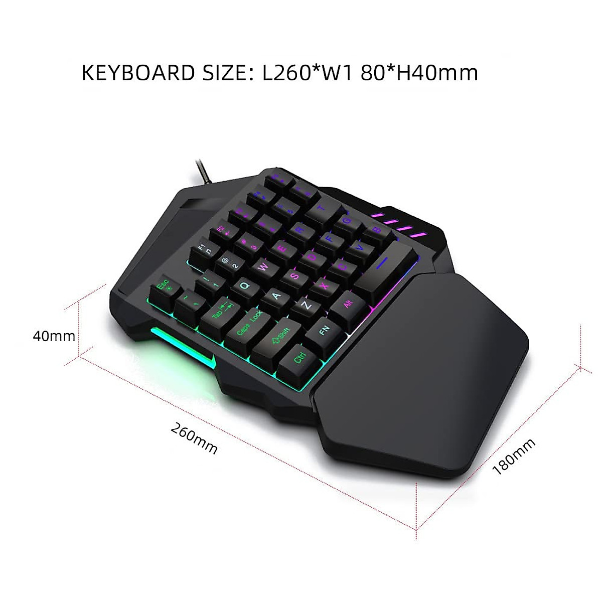 ViewHope 1 Handed RGB Mechanical Gaming Keyboard, Gaming Keypad, RGB Backlit 35 Keys Portable Mini Gaming Keypad,Customizable RGB Lighting, Classic Black