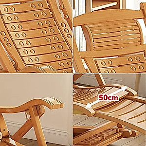 Lounge Chair, Wooden Recliners for Garden Folding Chair Bamboo Recliner Folding Rocking Chair - Balcony Home Lounge Chair, Adjustable Backrest Elderly Chair