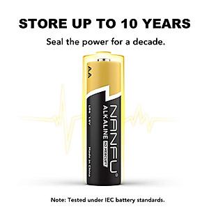 NANFU No Leakage Long Lasting AA 48 Batteries [Ultra Power] Premium LR6 Alkaline Battery 1.5v Non Rechargeable Batteries for Clocks Remotes Games Controllers Toys & Electronic Device