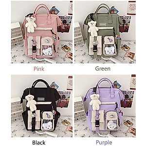 Dearsee Kawaii Backpack with Kawaii Pin and Accessories, Cute Backpack Aesthetic School Bag Cute Kawaii Backpack for Girls