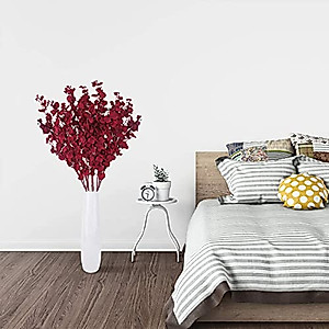 HANTAJANSS Artificial Orchids Silk Flowers, 8 Pcs Orchids Silk Fake Flowers in Bulk Flowers Artificial for Indoor Outdoor Wedding Home Office Decoration (Burgundy)