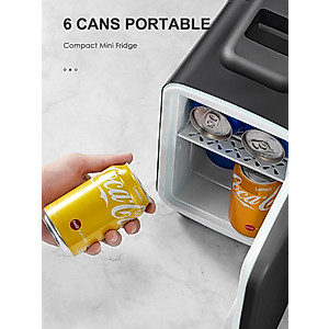 Mini Fridge, 3.7 Liter/6 Can Portable Cooler and Warmer Personal Refrigerator for Skin Care, Cosmetics, Beverage, Food,Great for Bedroom, Office, Car, Freon-Free (Black2)