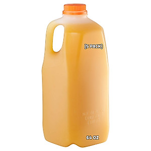 [5 PACK] Empty Plastic Juice Bottles with Tamper Evident Caps 64 OZ - Half Gallon, Smoothie Bottles - Ideal for Juices, Milk, Smoothies, Picnic's and even Meal Prep by EcoQuality Juice Containers