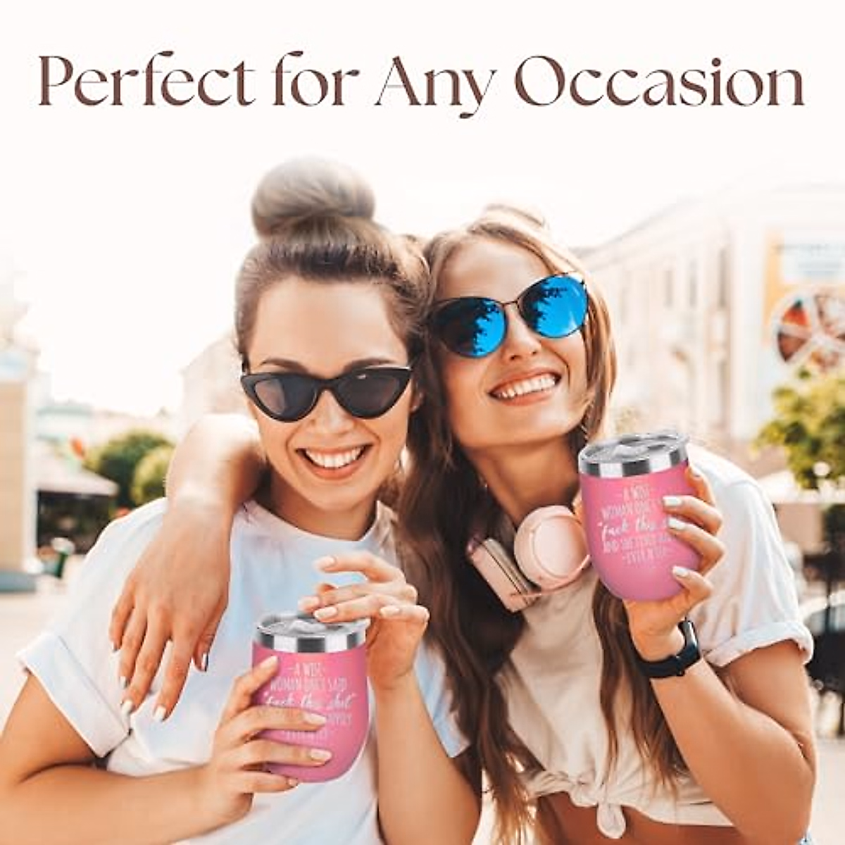 shop4ever A Wise Woman Once Said F This And She Lived Happily Ever After Engraved Insulated Stainless Steel Wine Tumbler with Lid 12 oz. Funny Divorce Retirement Feminist Gift (Pink Sparkle)