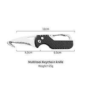 ARFUKA Hook Knife 2-in-1 Hook Blade Utility Knife Folding Camping Knife Parcel Knife Pocket Carton Cutter Box Opener Outdoor Multitool with Carabiner Black