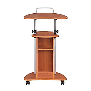 Adjustable Height Laptop Cart With Storage. Color: Woodgrain