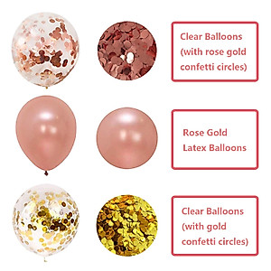 Rose Gold Balloons Party Decorations Supplies Set 35 Pack Include 30 Balloons, 2 Foil Fringe Curtains, 1 Rose Gold Sequin Table Runner, 2 Foil Ribbon for Birthday Party, Wedding,Xmas New Year Festival