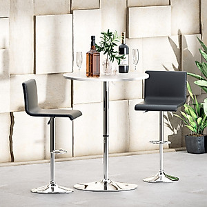 MoNiBloom Bistro Pub Table Round Bar 27.5"- 36" Height-Adjustable Cocktail Table for Dining Room Home Kitchen Patio Bistro, 23.5 Inch Table Top, White