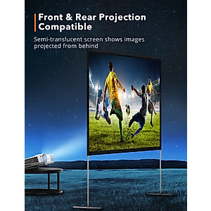 HYZ 100 inch Freestanding Projection Screen, Portable Front & Rear Projection Screen, 4K HD 16:9 Polyester Fabric Screen Outdoors and Indoors, Setup in Minutes, Home Theater, Presentation