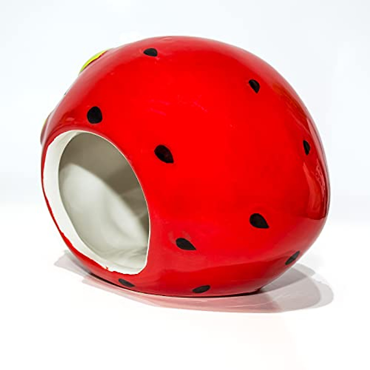 Besimple Hamster Hideout, Small Animal Hideout, Ceramic Pet House, Adorable Shape Hamster House Cave Mini Hut Cage Critter Bath House for Chinchilla Hamster(Strawberry)