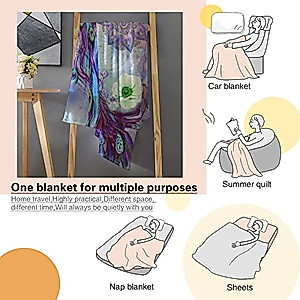 Colorful Peacock Blanket, Peacock Feathers Comfortable Warm Blanket, Light Weight Cozy Plush Blanket,for All Season Living Room Bedroom Couch 80"x60"