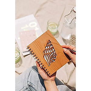 Conch Shell Wood Journal [Notebook, Sketchbook, Spiral Bound, Blank Pages, Father's Day, Gifts for Dad]