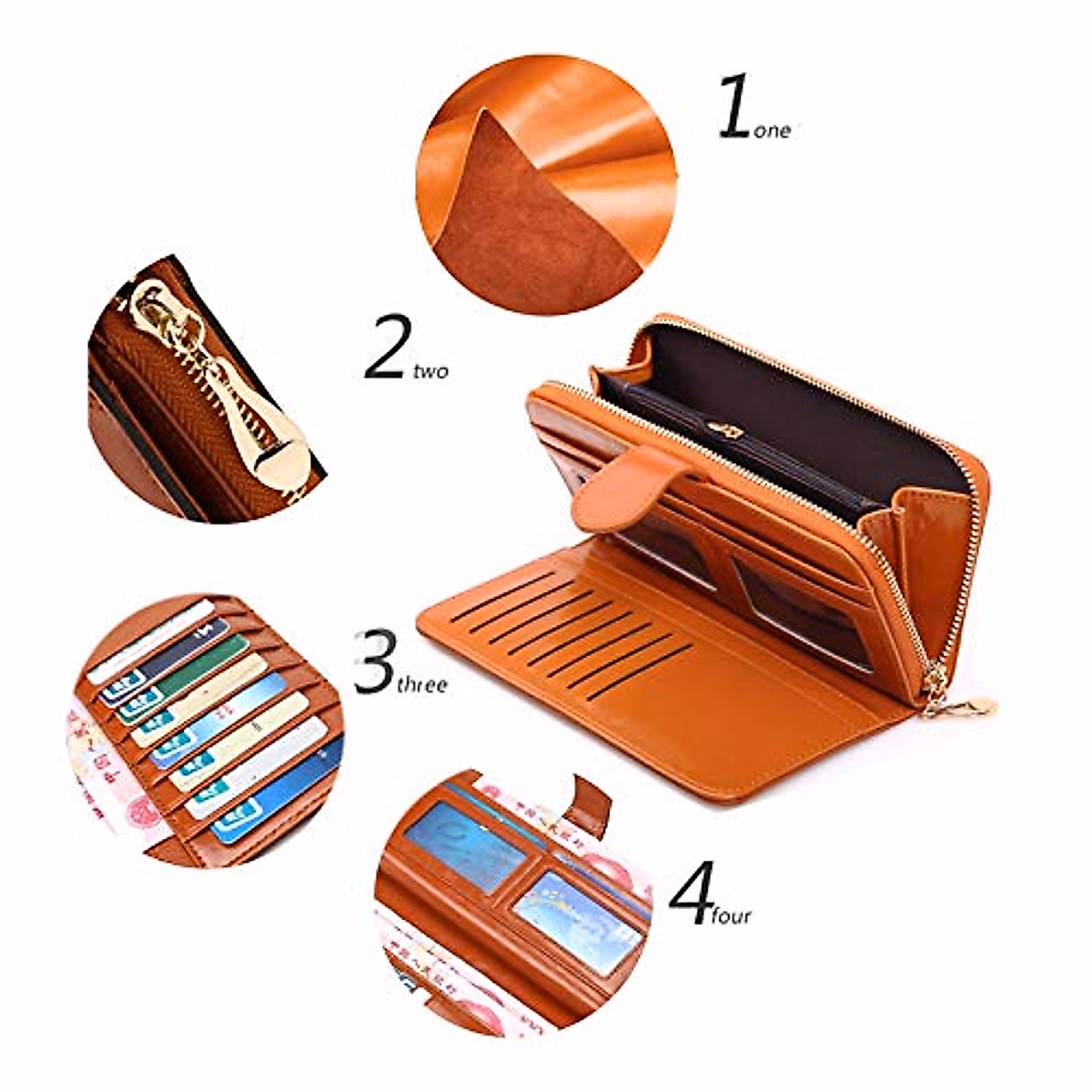 FFpaw Women Wristlet Wallet Large Capacity RFID Blocking PU Leather Clutch Wallet Travel Zipper Purse for Girls