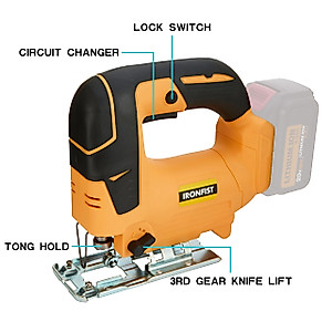 IRONFIST Jig Saw, Cordless 20V Lithium Saber saw, Adjustable 4-Position Orbital wood and metal cutting machine Compatible with DEWALT Battery (Tool Only, NO Battery)
