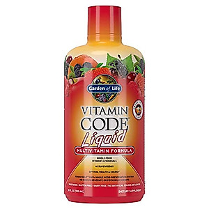 Garden of Life Multivitamin - Vitamin Code Liquid Raw Whole Food Vitamin, Vegetarian Supplement, No Preservatives, Fruit Punch, 30 Fl Oz